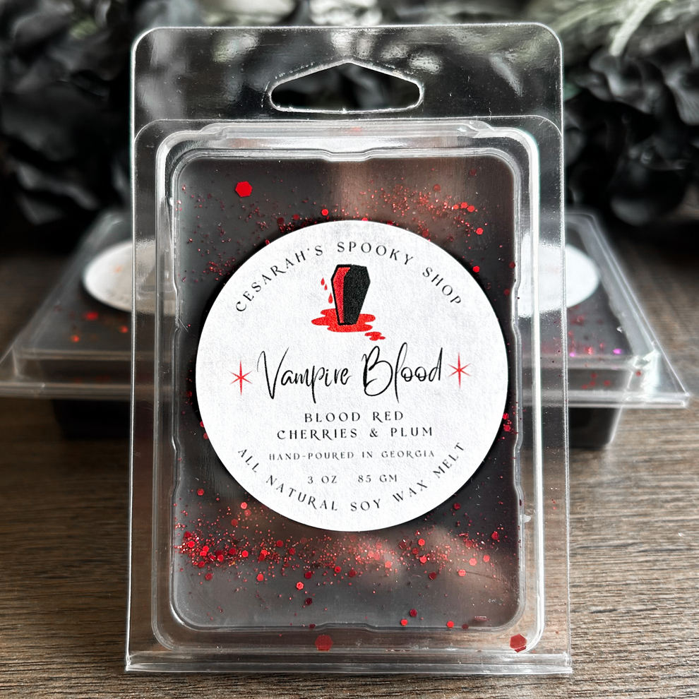 Vampire Blood Wax Melt (Blood Red Cherries & Plum) – Cesarah's Spooky Shop